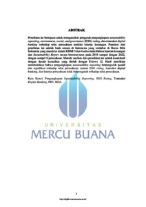 PENGARUH PENGUNGKAPAN SUSTAINABILITY REPORTING, ENVIRONMENT, SOCIAL AND GOVERNANCE RATING, DAN ...